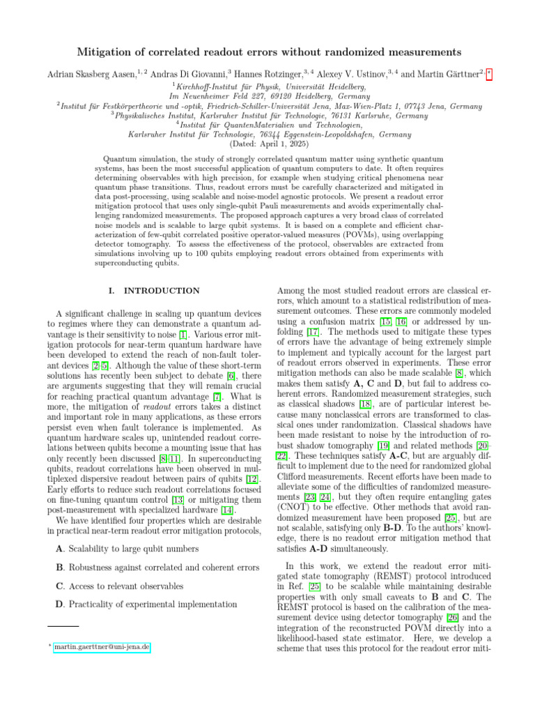 Mitigating Correlated Readout Errors | PDF | Quantum Computing | Mean ...