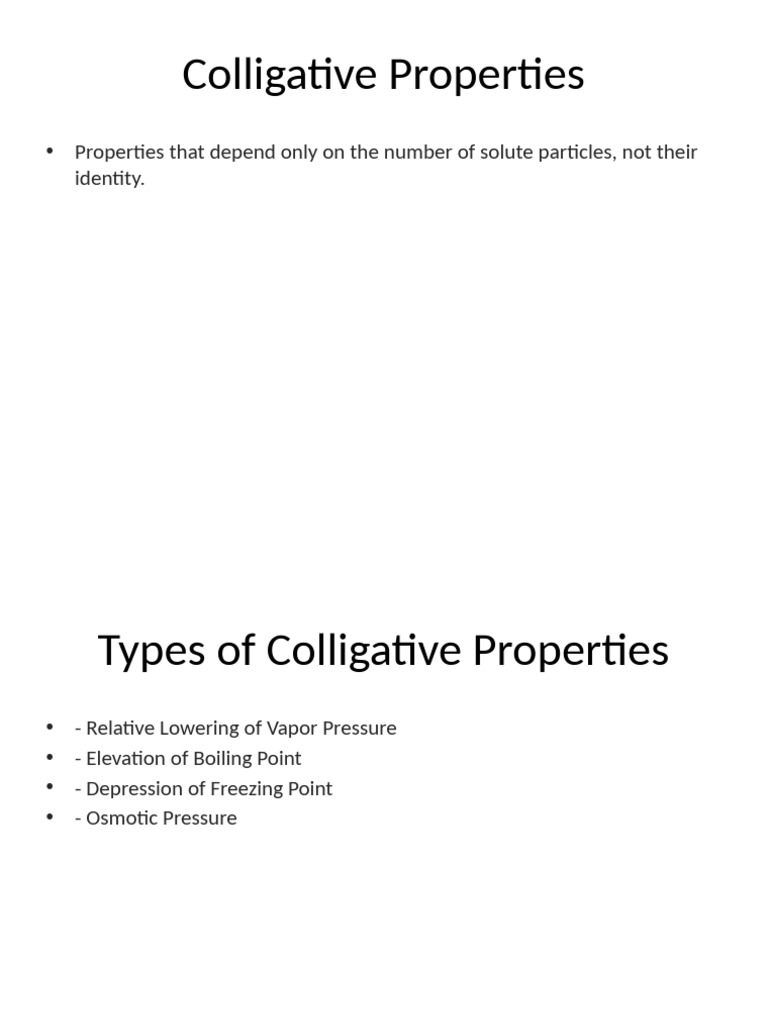 Colligative Properties Stylish | PDF