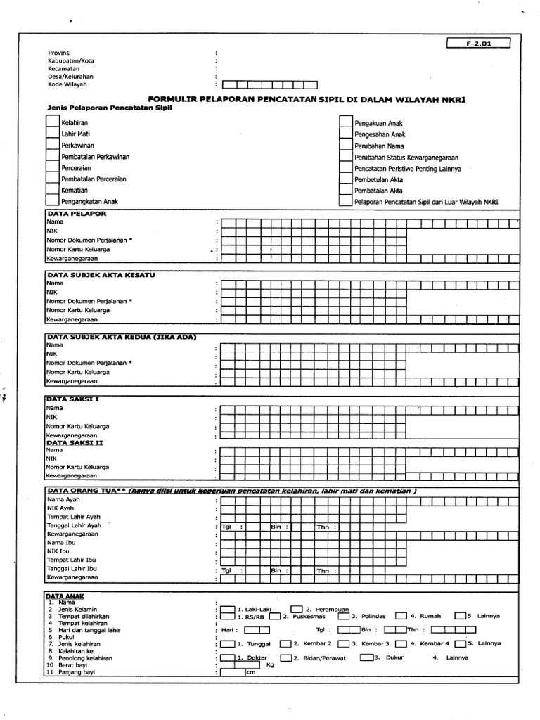 Formulir AKTA LAHIR | PDF