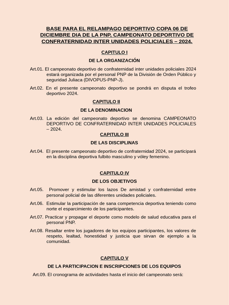 Base para El Relampago Deportivo Por El Dia de La PNP - 2024 | PDF ...