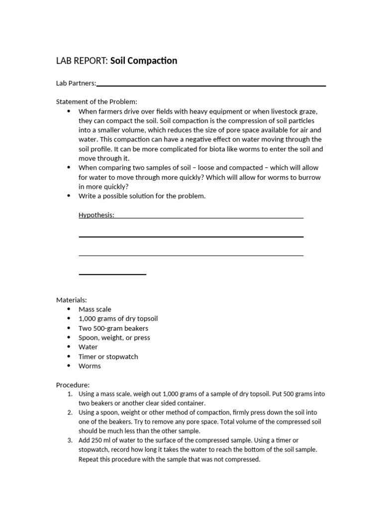 LAB REPORT Soil Compaction | PDF | Soil | Porosity