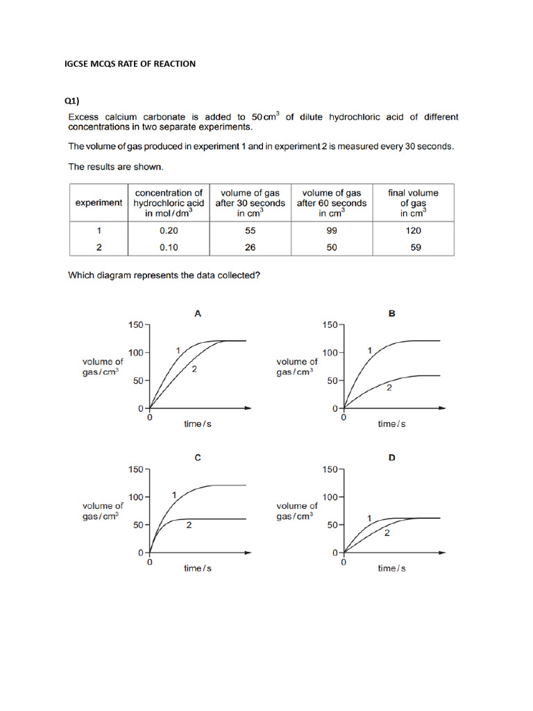 Igcse Chemical Reactions Test4 | PDF