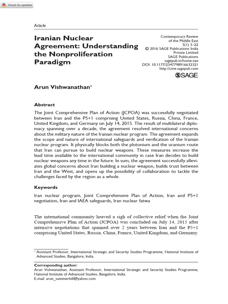 Iranian Nuclear Agreement Insights | PDF | Joint Comprehensive Plan Of ...