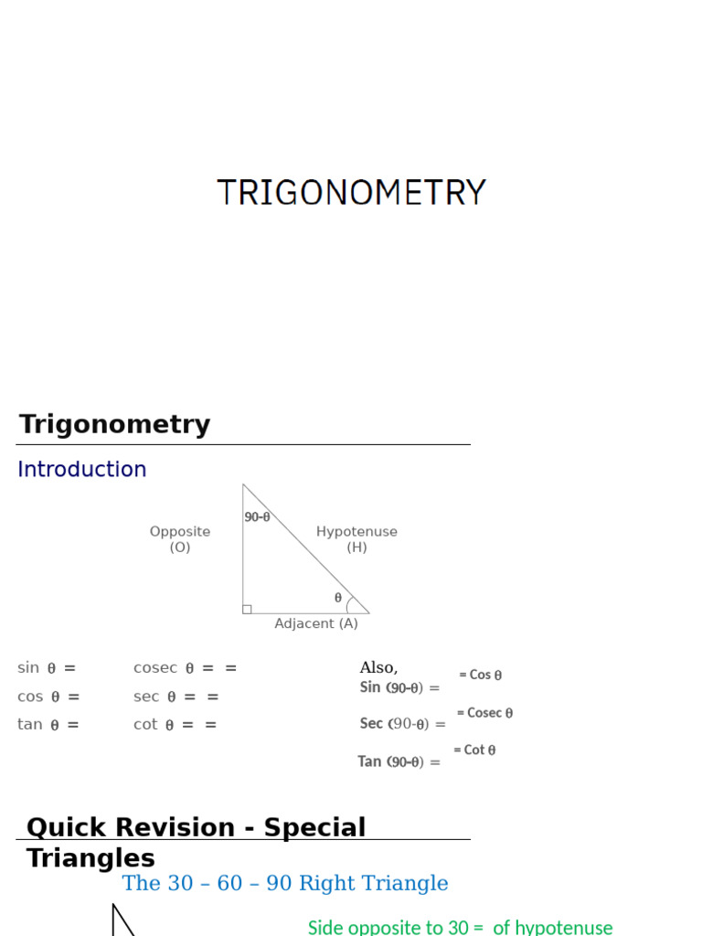 Trigonometry introduction | PDF | Trigonometry | Trigonometric Functions