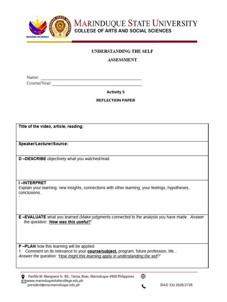 Reflection Paper Template NEW | PDF