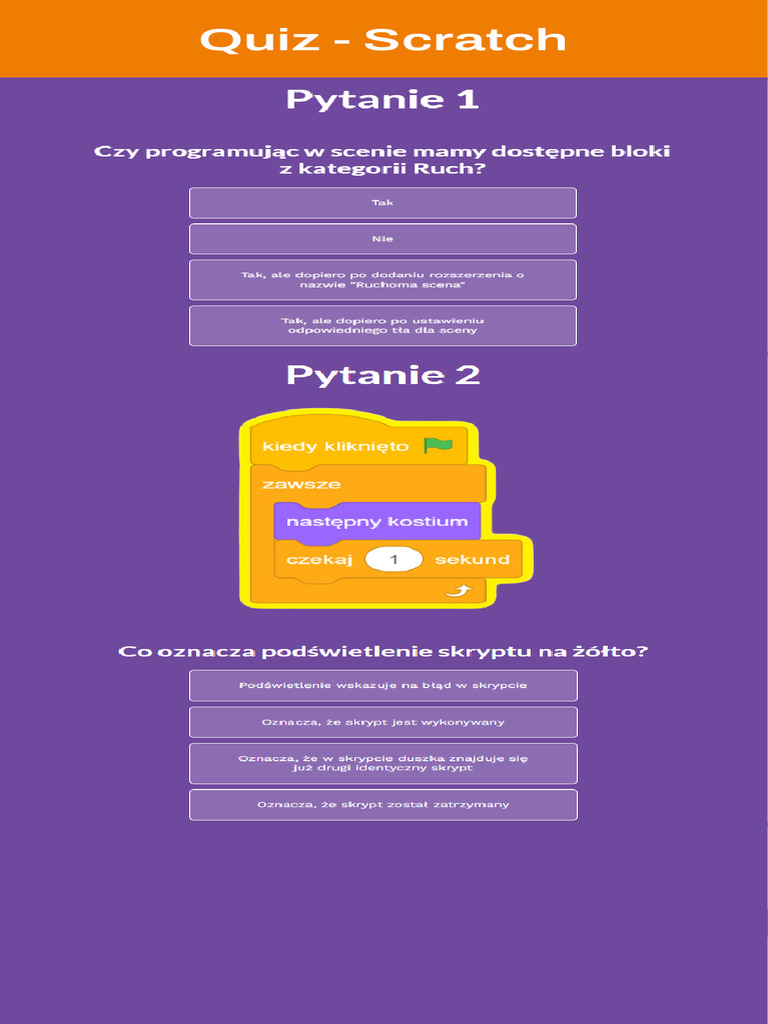 Quiz - Scratch gr. 10-12 | PDF