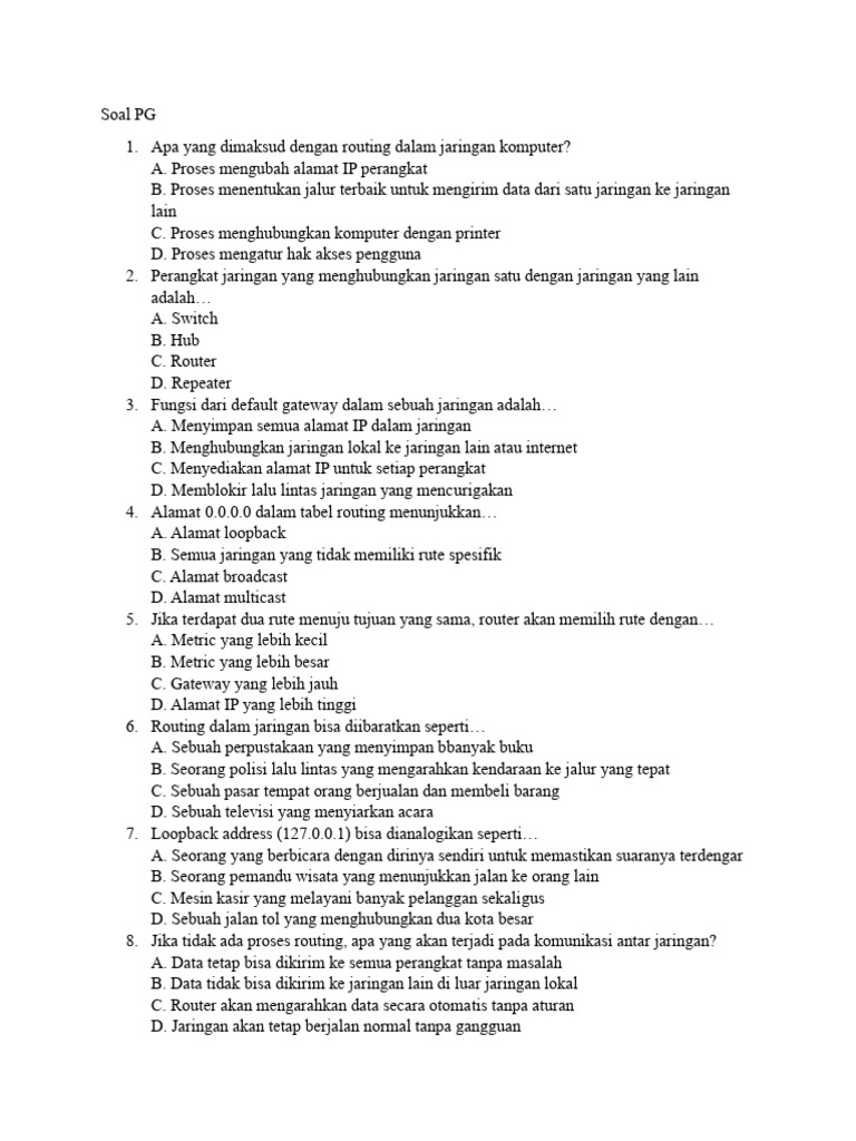 Soal Kuis AIJ Routing | PDF