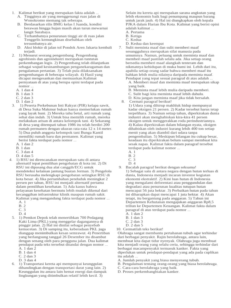 Bahasa Indonesia Fakta Dan Opini | PDF