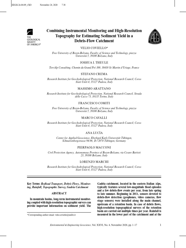 Sediment Yield in Debris-Flow Catchment | PDF | Rain | Drainage Basin