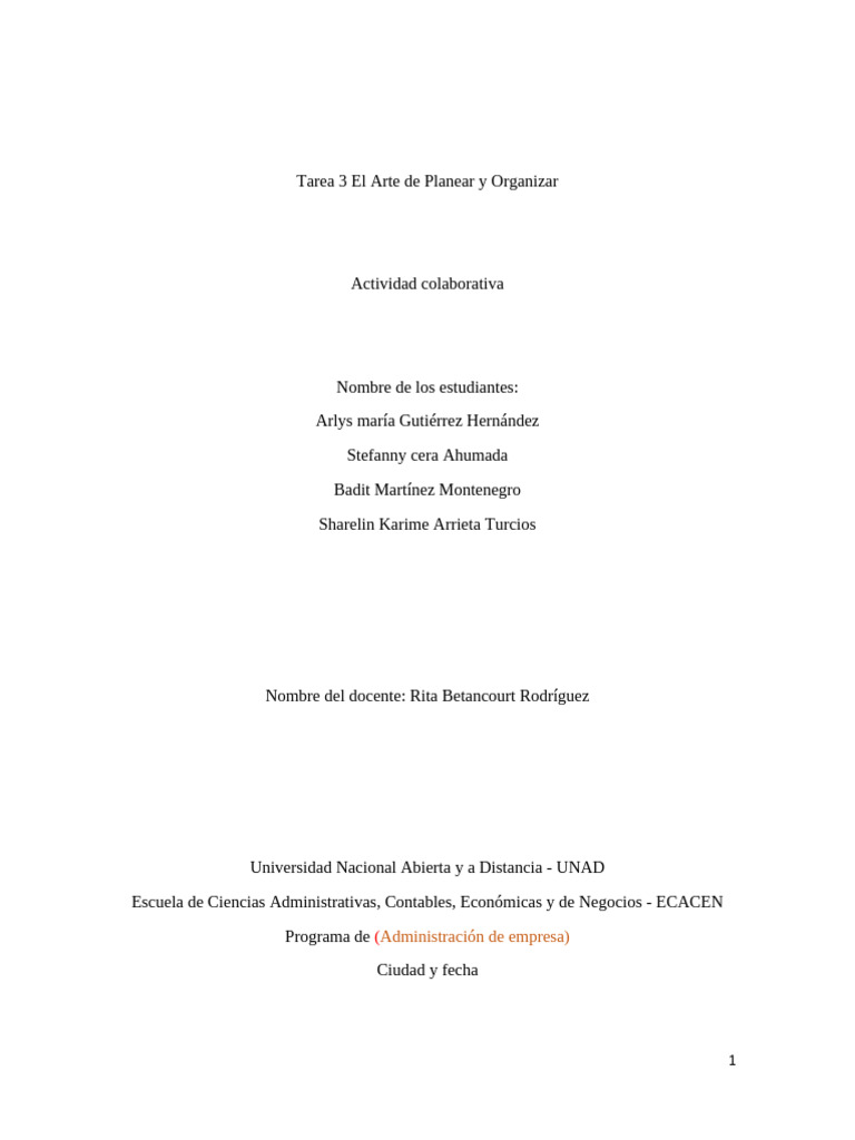 El Arte de Planear y Organizar Tarea 3 | PDF | Sustentabilidad ...