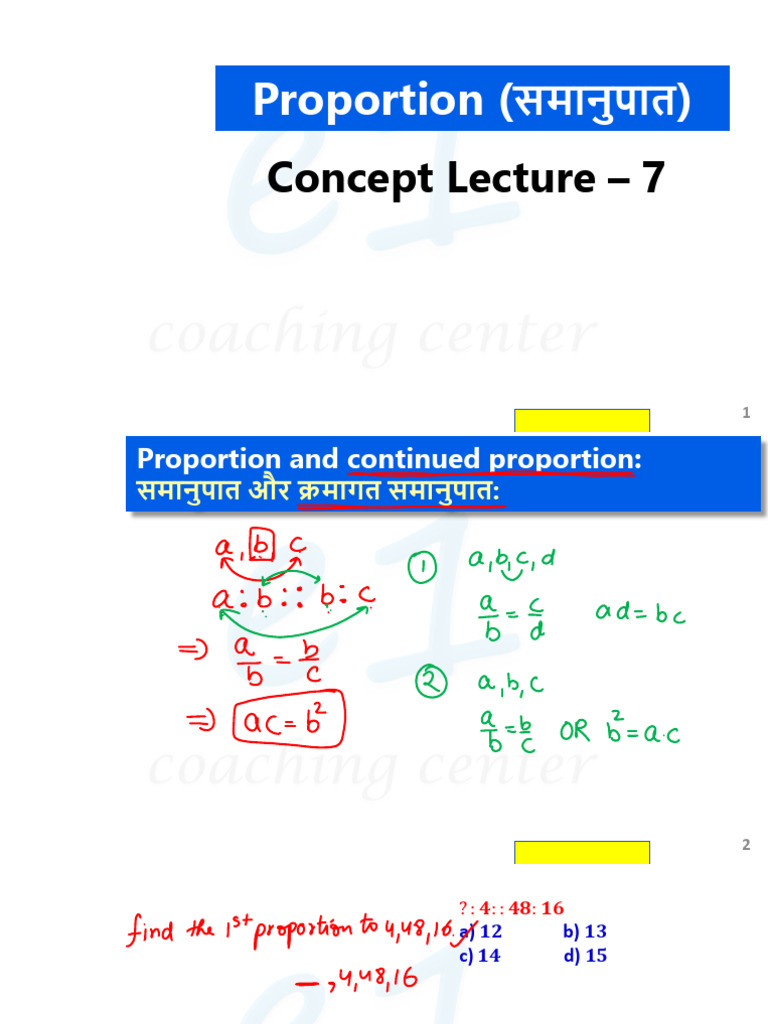 Proportion (: Concept Lecture 7 | PDF