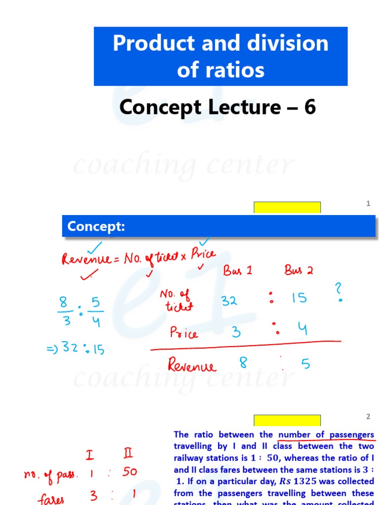 Product and Division of Ratios: Concept Lecture 6 | PDF