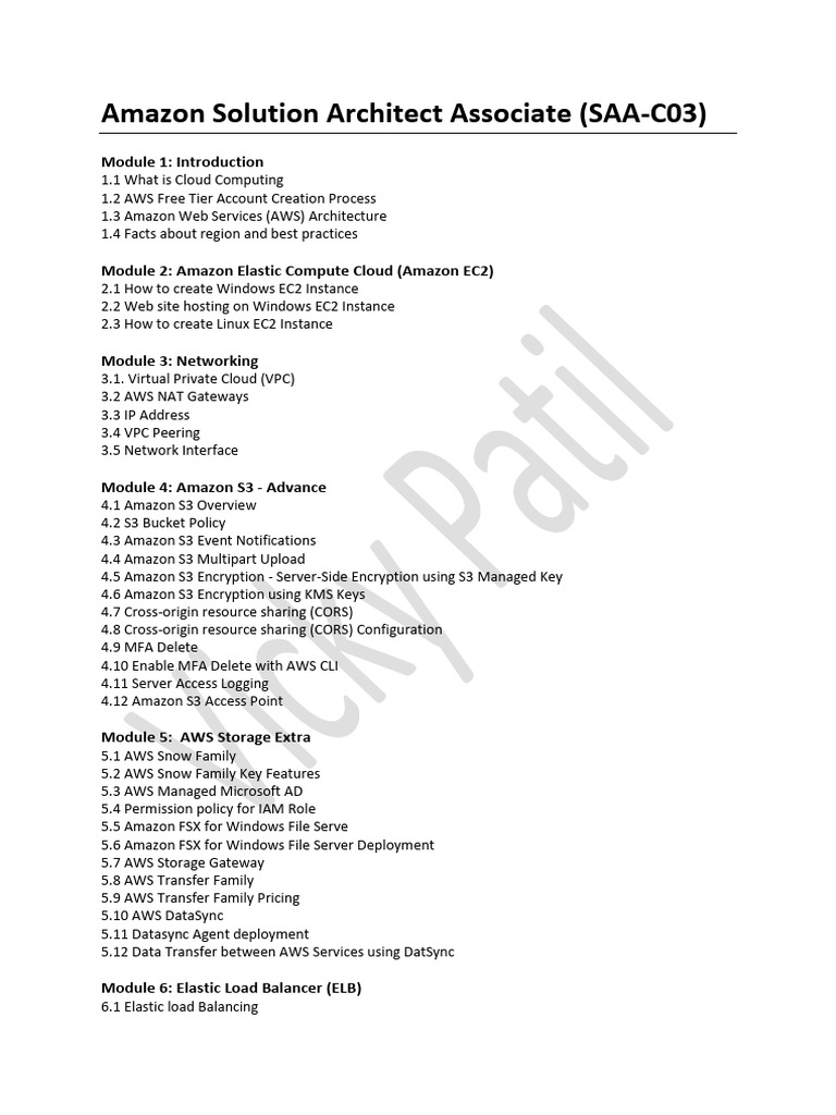 Amazon Solution Architect Associate SAA-C03 PDF | PDF | Amazon Web Services | Information Technology