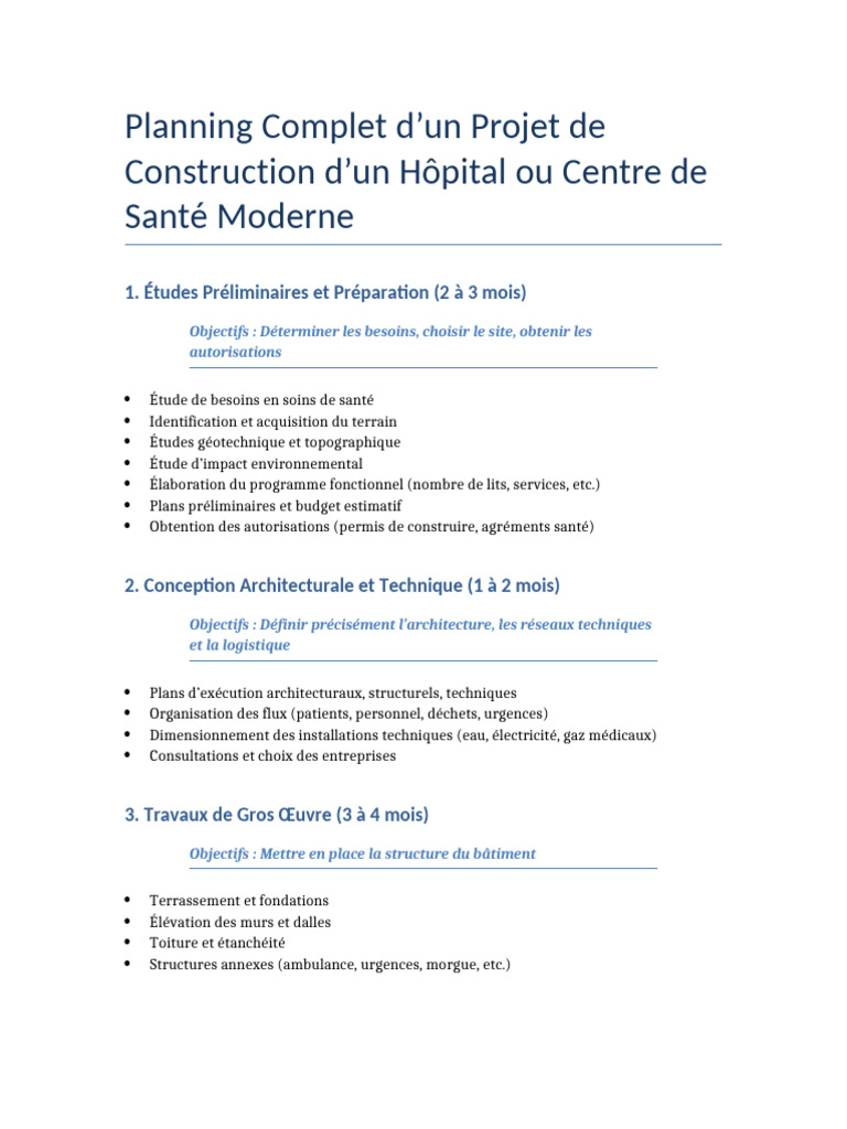 Plan Complet pour Construire un Hôpital | PDF | Hôpital
