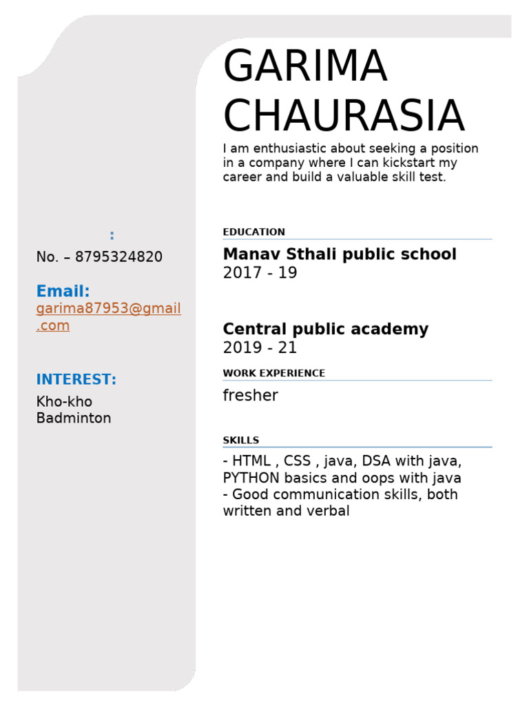Garima CV | PDF