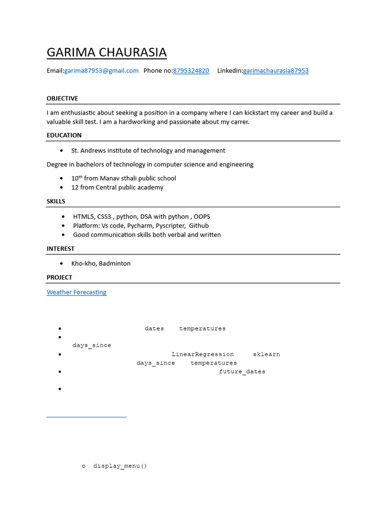 Garima Chaurasia - Tech Resume | PDF