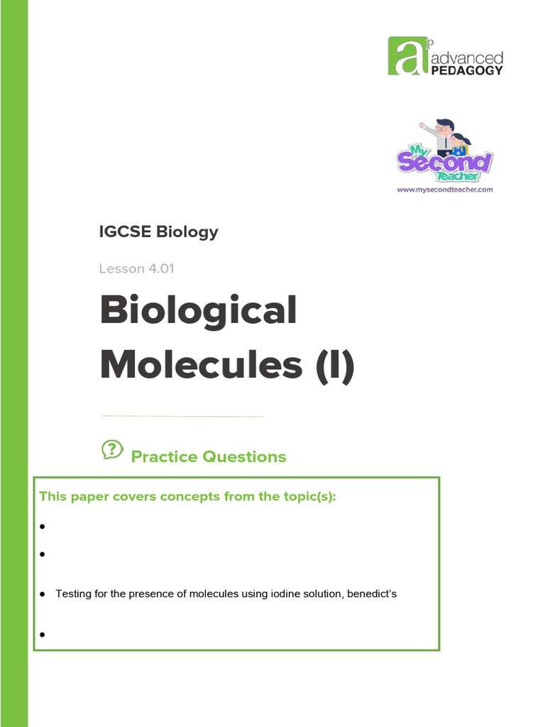 4.01 Biological Molecules and Carbohydrates QP | PDF | Glucose ...