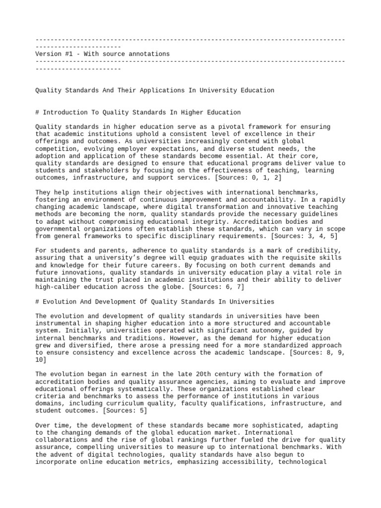 Quality Standards and Their Applications in University Education | PDF | University | Curriculum