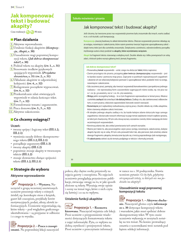 Temat 8 Jak Komponowac Tekst I Budowac Akapity | PDF