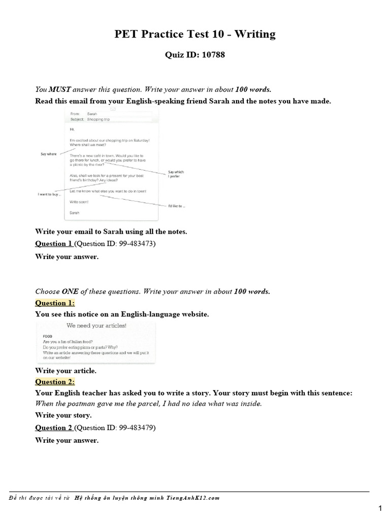 Quiz - 10788 - Pet Practice Test 10 - Writing | PDF