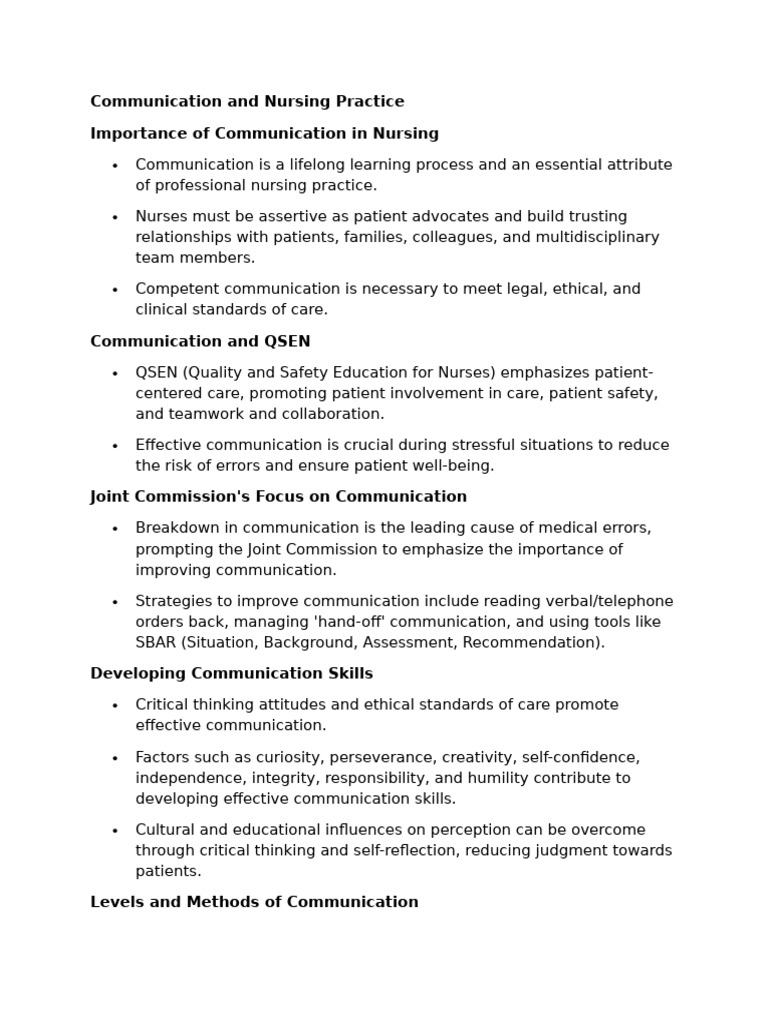 Communication and Nursing Practice | PDF | Communication | Patient Safety