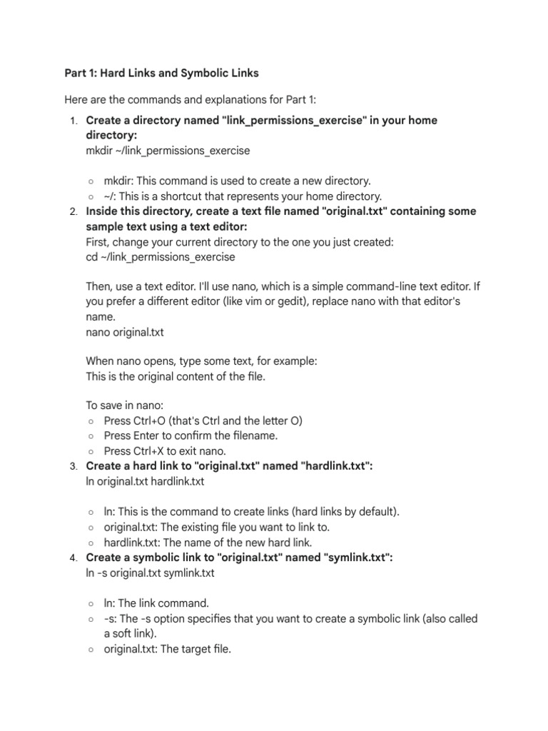 Hard Links, Symbolic Links, and File Permissions | PDF | Computer Architecture | Data Management