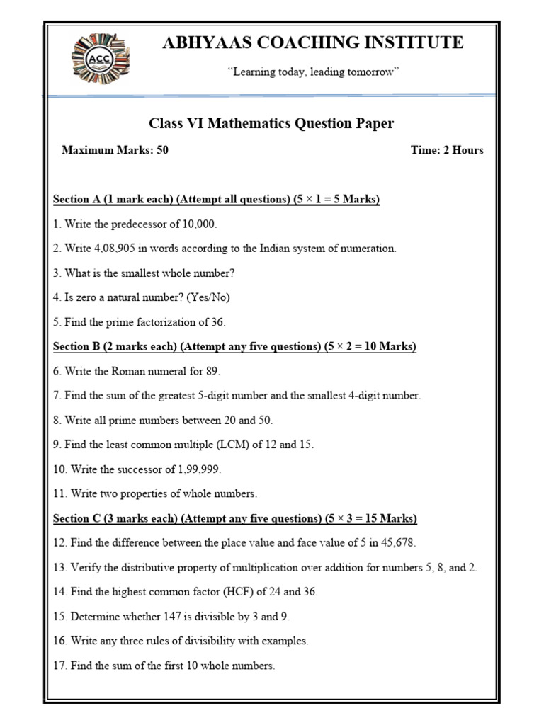 test 3 class 6 | PDF