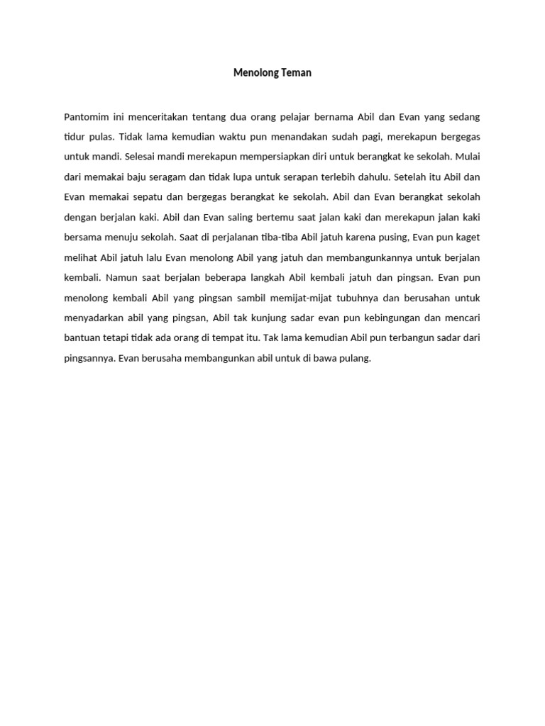 Pantomim Ini Menceritakan Tentang Menolong Teman | PDF