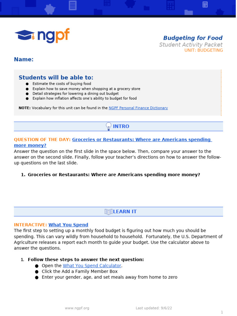 Strategies for Budgeting Food Costs | PDF | Grocery Store | Economies