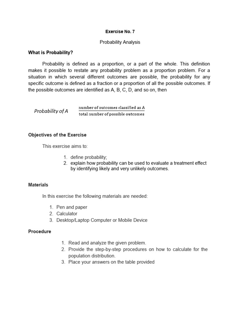 LAB EXER 7_Probability | PDF