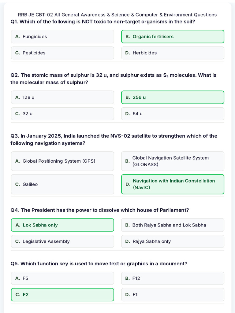 RRB JE CBT-02 General Abilities Questions (English) | PDF | Salt ...
