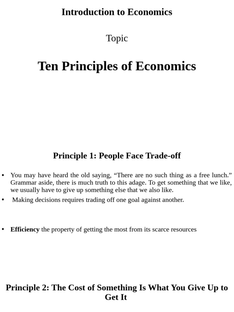 10 principles of economics | PDF | Market (Economics) | Economics