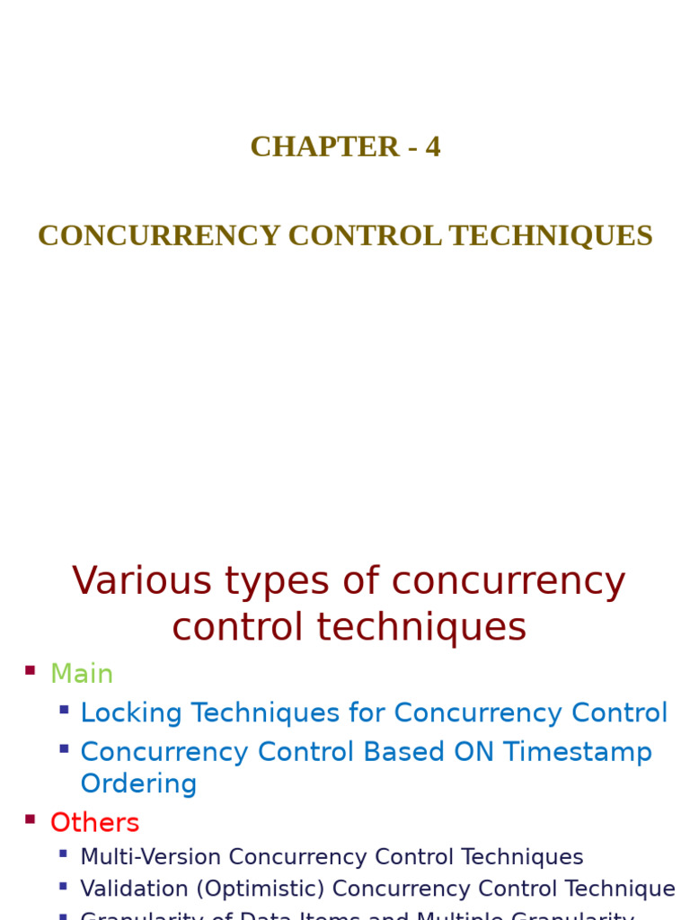 Advanced DB-Chapter-Four Concurrency - Control - Techniques | PDF | Information Technology ...