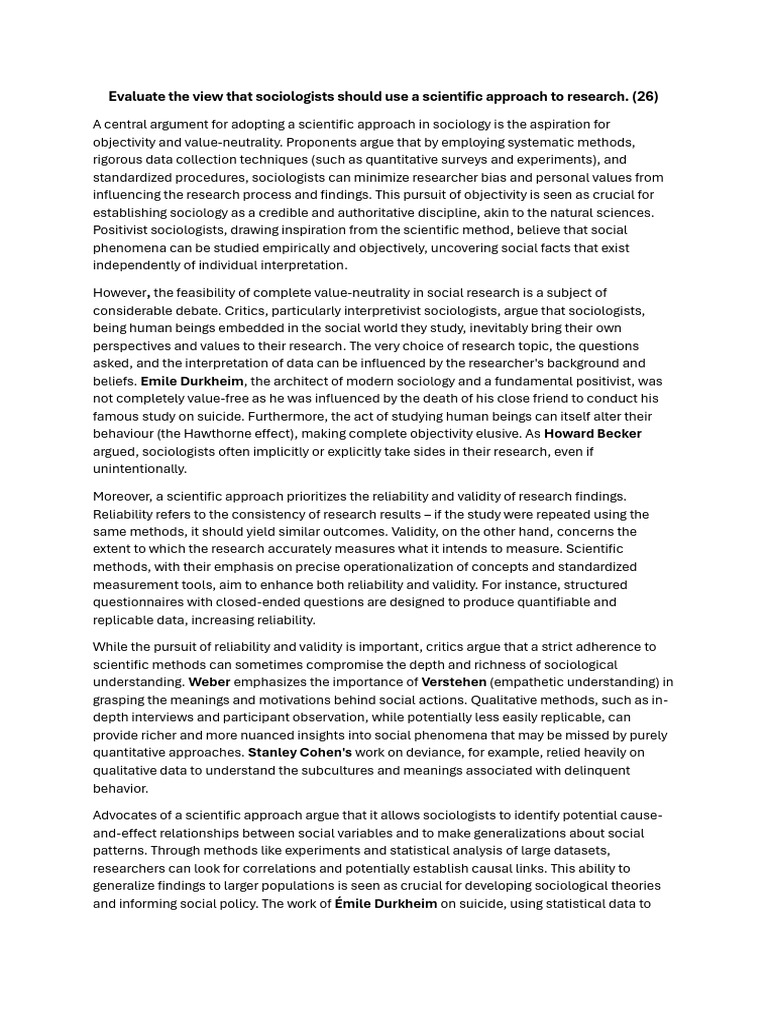 Scientific Approach in Sociology Debate | PDF | Sociology | Scientific ...