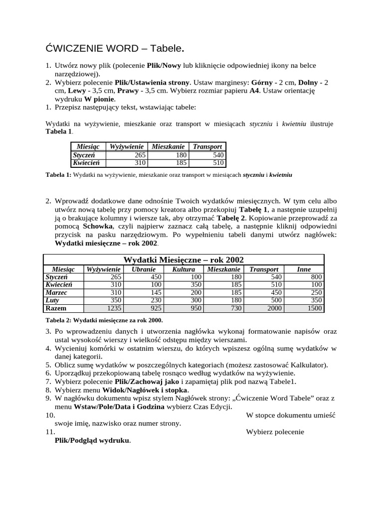 Cwiczenia Word2 | PDF