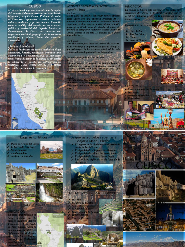 folleto turistico cusco | PDF | Machu Picchu | Lima