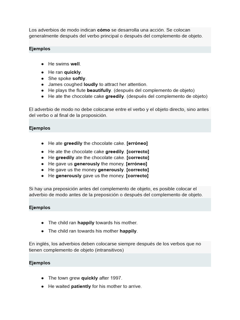 Adverbios de Modo | PDF | Adverbio | Unidades Semánticas