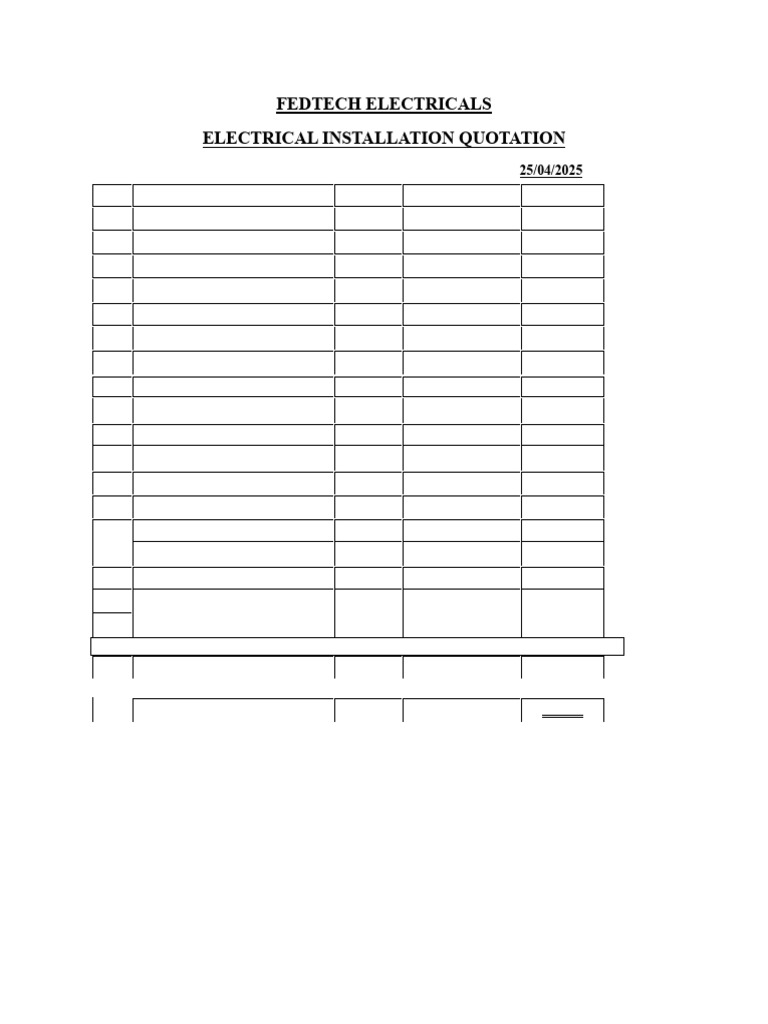 Fedtech Electricals Quotation | PDF