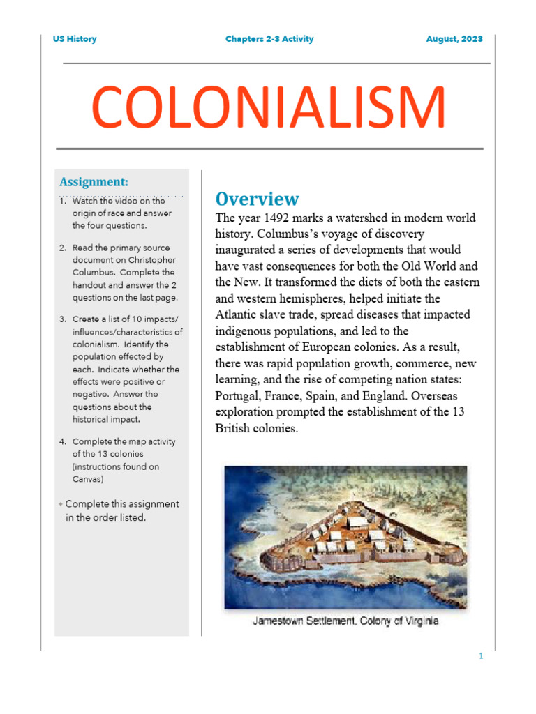 Colonialism+Assignment+Fall+2023 Revised | PDF | Christopher Columbus ...