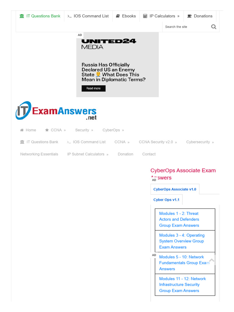 CyberOps Associate 1.0 Practice Final Exam Answers | PDF | Computer Network | Transmission ...