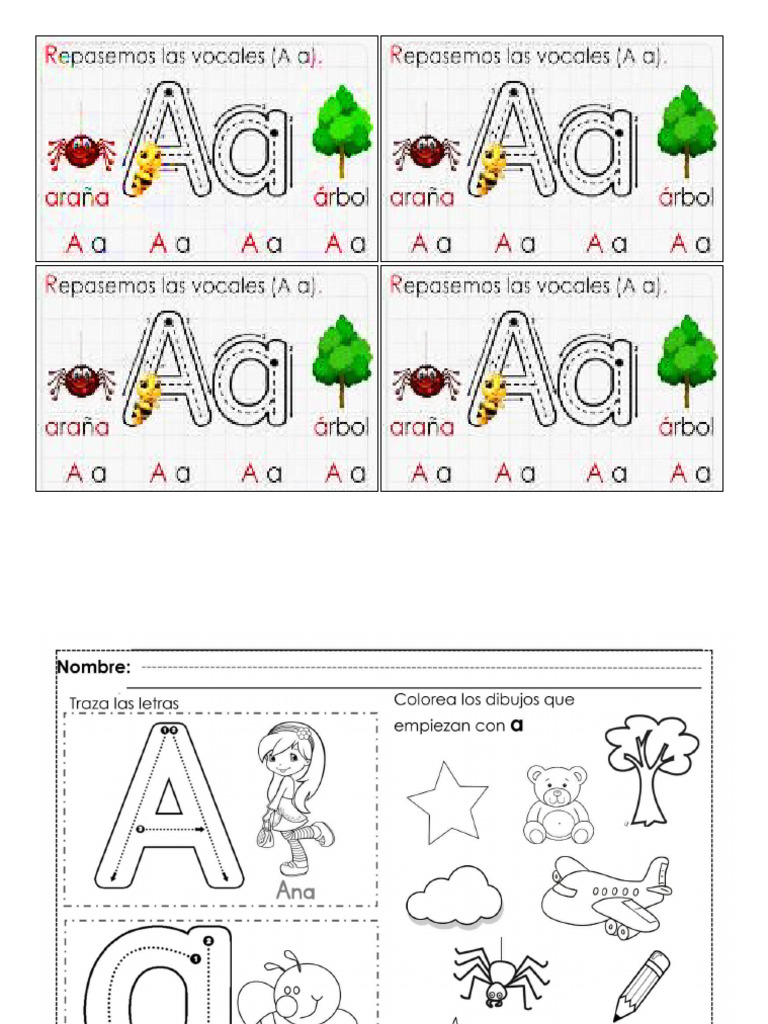 Escritura Vocal A - e y Sonido Inicial A | PDF
