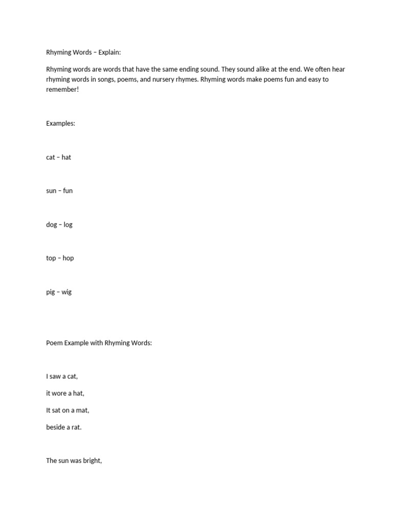 Understanding Rhyming Words Explained | PDF