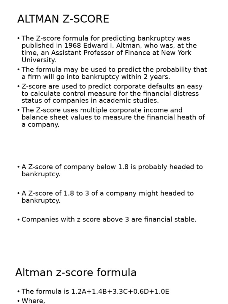Altman Z-Score: Bankruptcy Prediction Guide | PDF