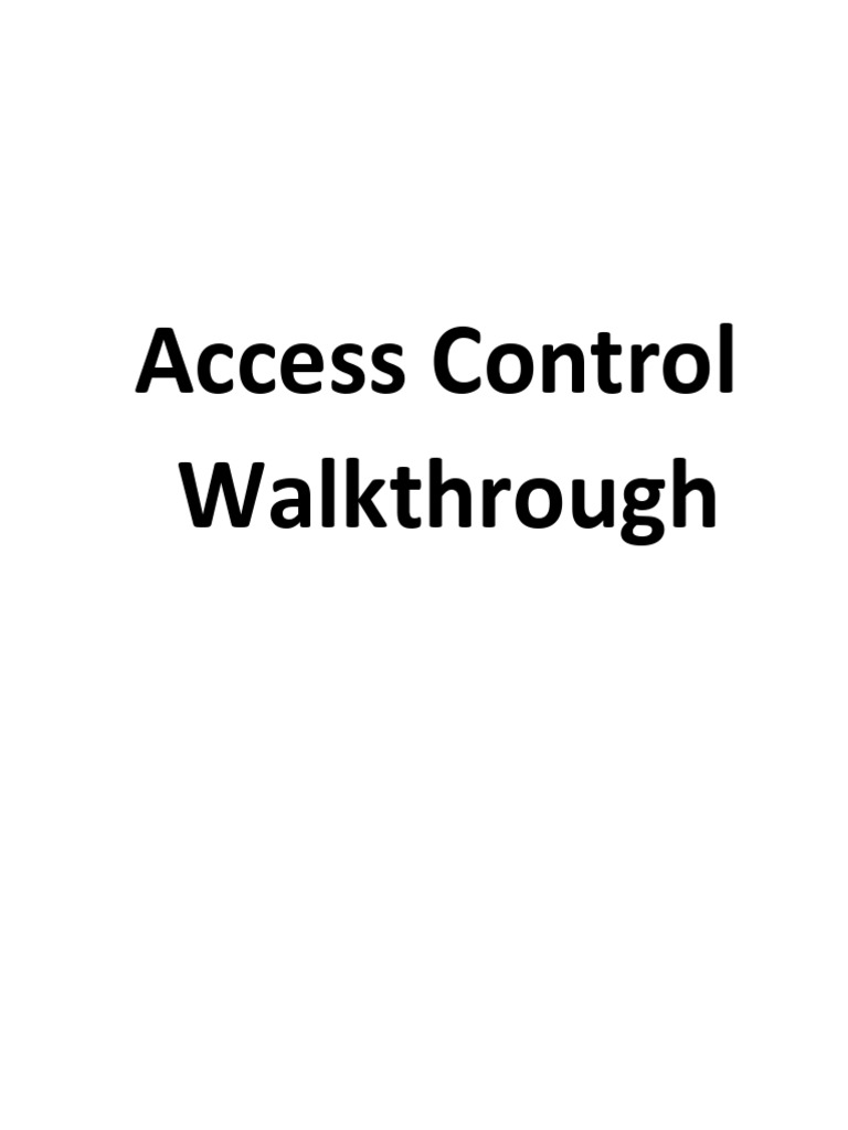 Access Control Walkthrough | PDF