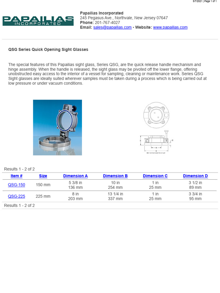 QSG Series Quick Opening Sight Glasses | PDF