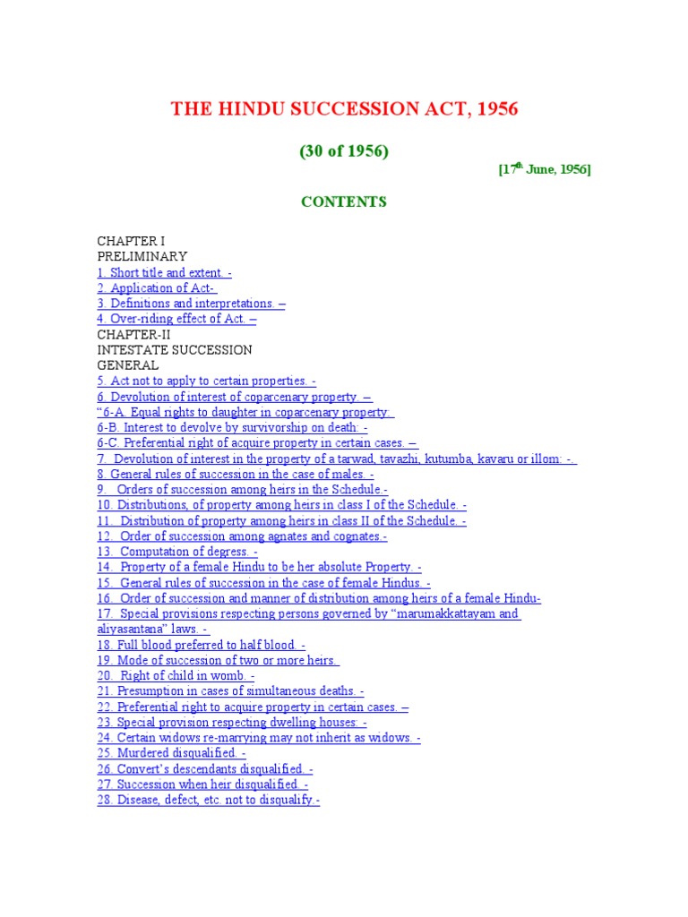 Hindu Succession Act | PDF | Intestacy | Inheritance