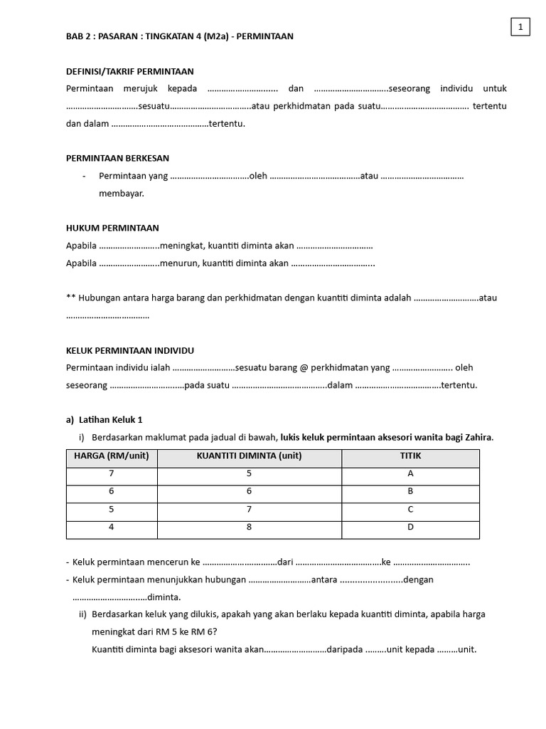 LATIHAN STRUKTUR EKONOMI BAB 2 T4 KELAS M2a DD | PDF
