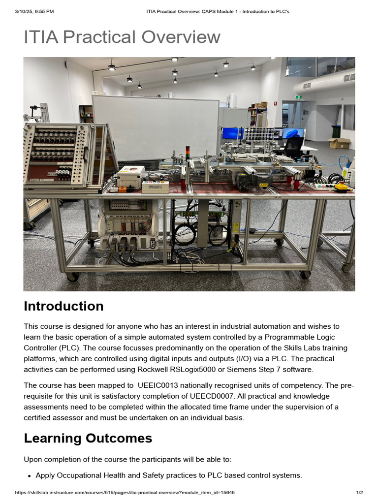 ITIA Practical Overview_ CAPS Module 1 - Introduction to PLC's_01 | PDF ...
