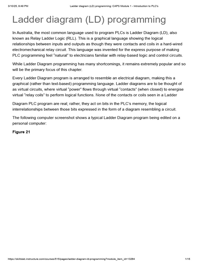 CAP Module 1 - Introduction - CAPS Module 1 - Introduction To PLC's - 05 | PDF | Programmable ...