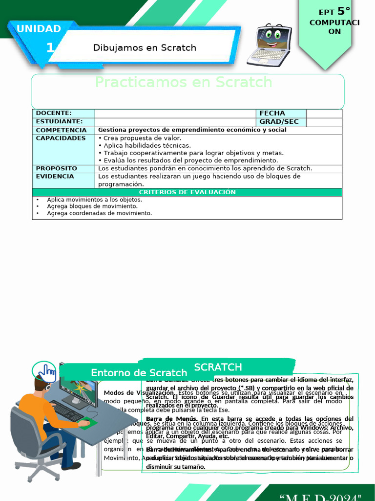 Ficha de Actividad Ept 5°-Semana 4 | PDF | Scratch (lenguaje de programación) | Informática